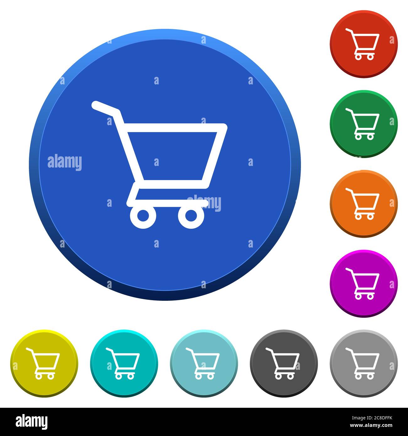 Empty shopping cart round color beveled buttons with smooth surfaces ...