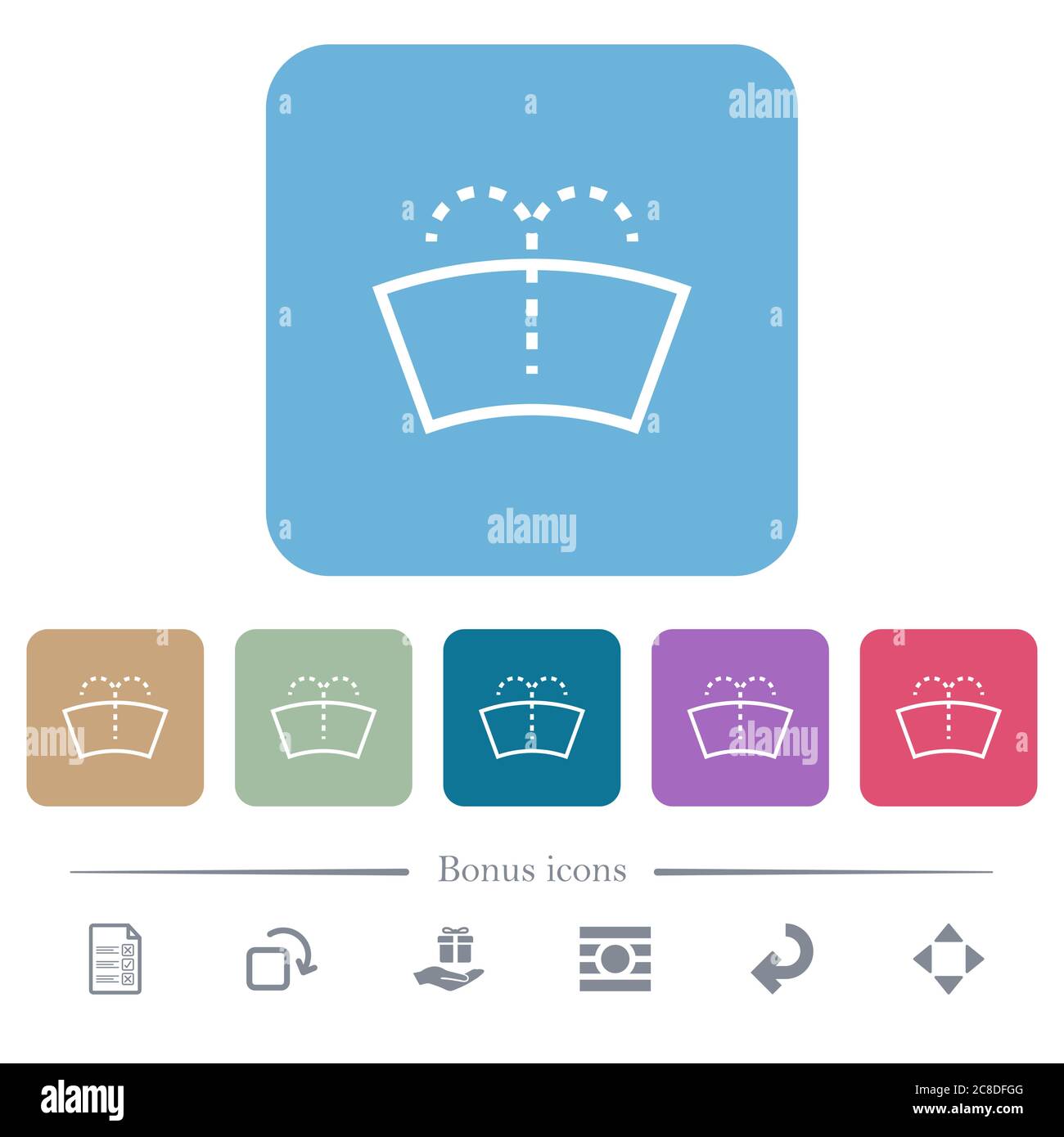 Windshield washer white flat icons on color rounded square backgrounds ...