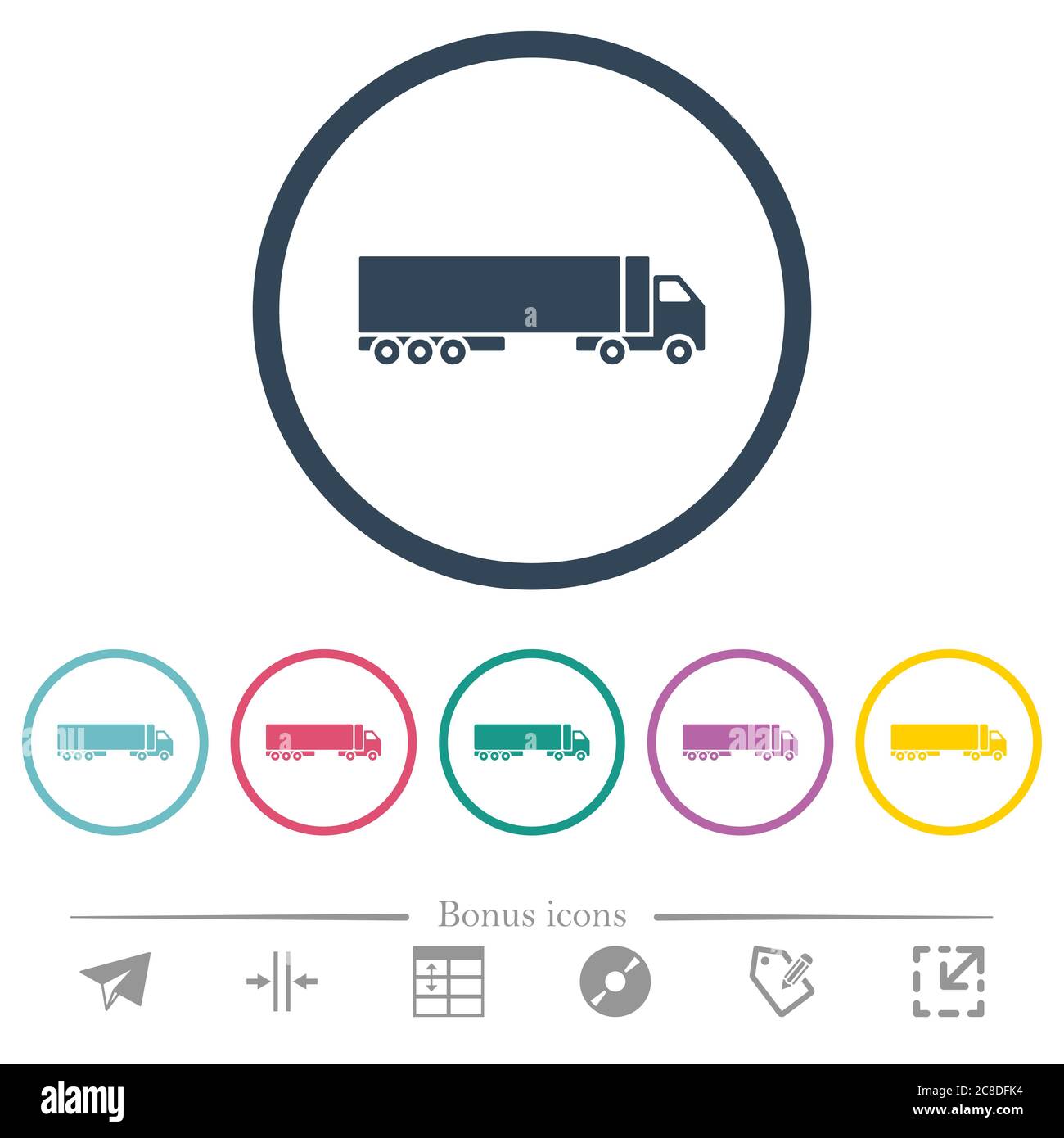 Camion flat color icons in round outlines. 6 bonus icons included Stock ...