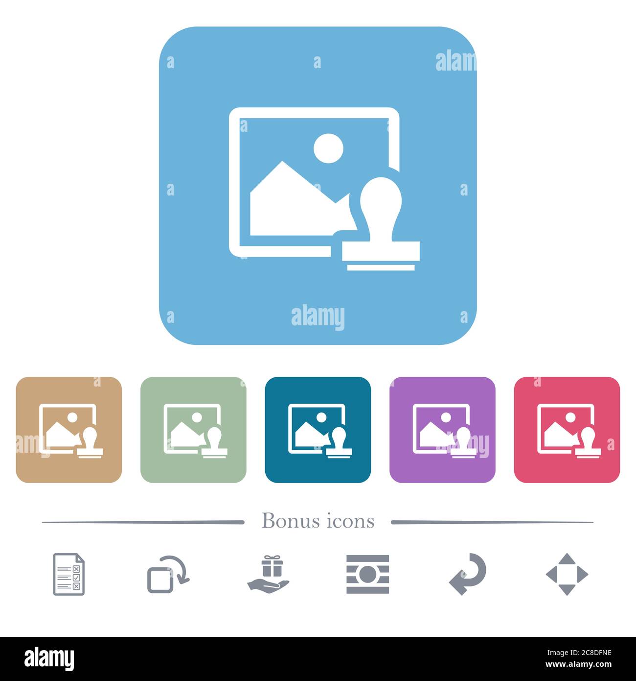 Image watermark white flat icons on color rounded square backgrounds. 6 ...