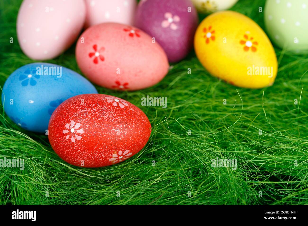 colorful easter eggs on grass texture Stock Photo - Alamy