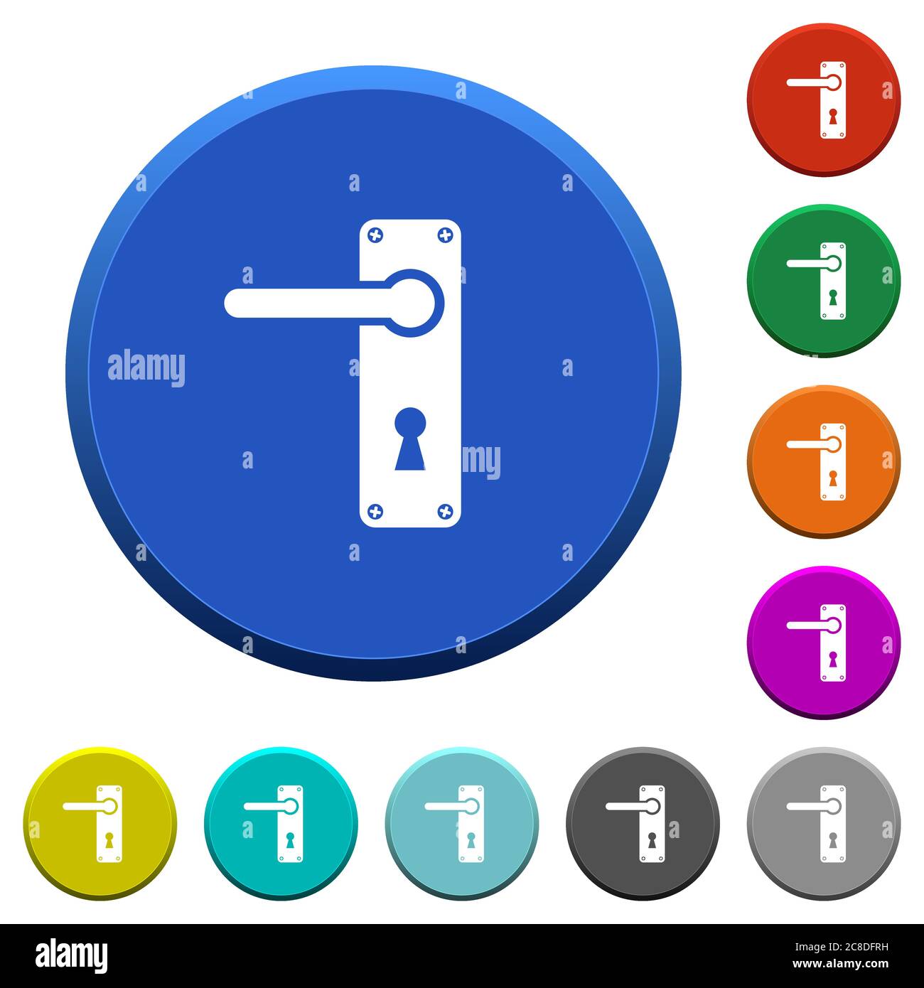 Left handed door handle with screws round color beveled buttons with ...