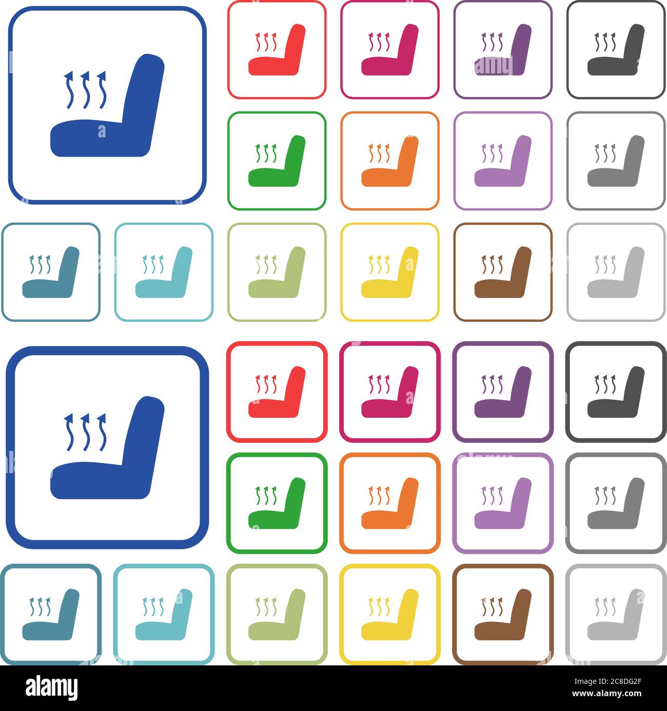 Car seat heating color flat icons in rounded square frames. Thin and ...