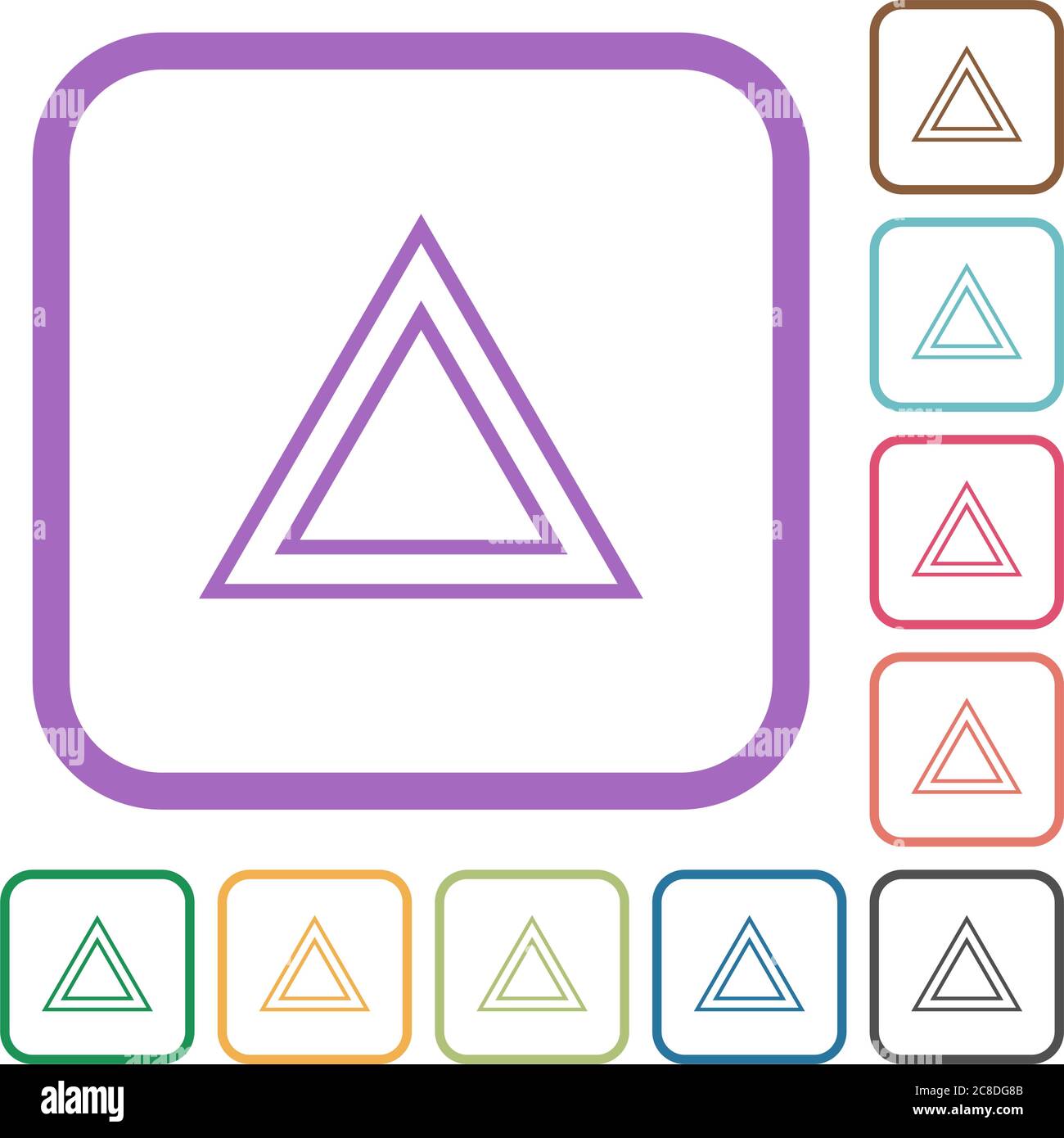 Traffic emergency triangle simple icons in color rounded square frames ...