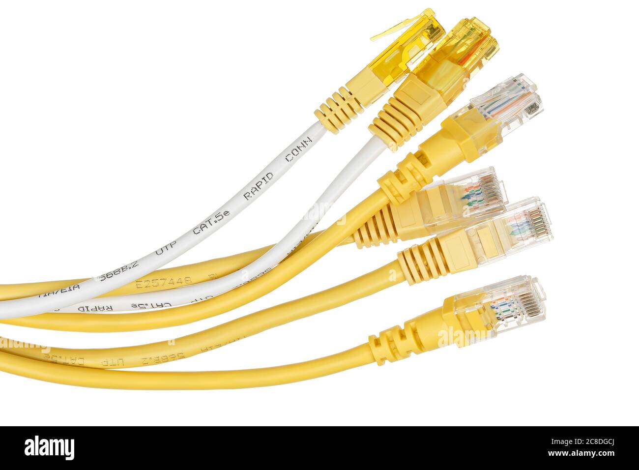 six internet cables isolated on white Stock Photo - Alamy