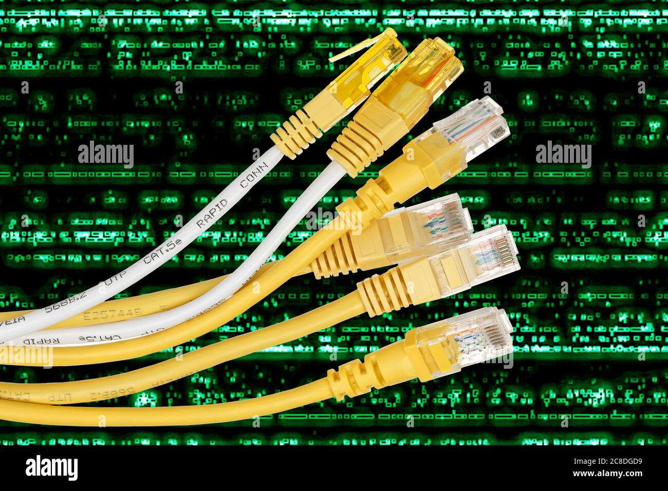 six internet cables on abstract background Stock Photo - Alamy