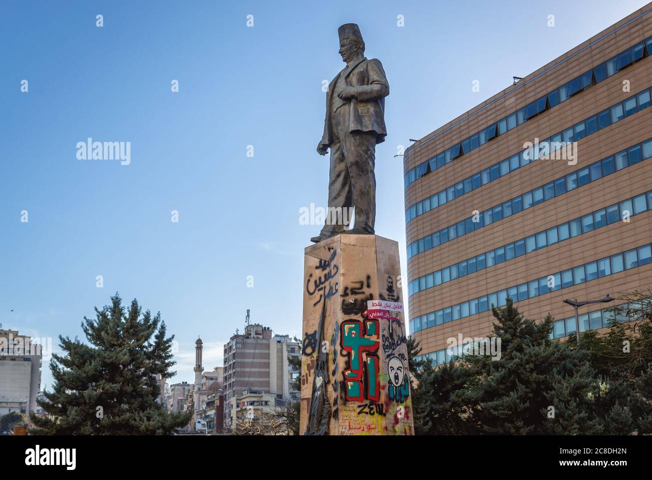 Statue of first premier of Lebanon Riad Al Solh in Downtown of Beirut ...
