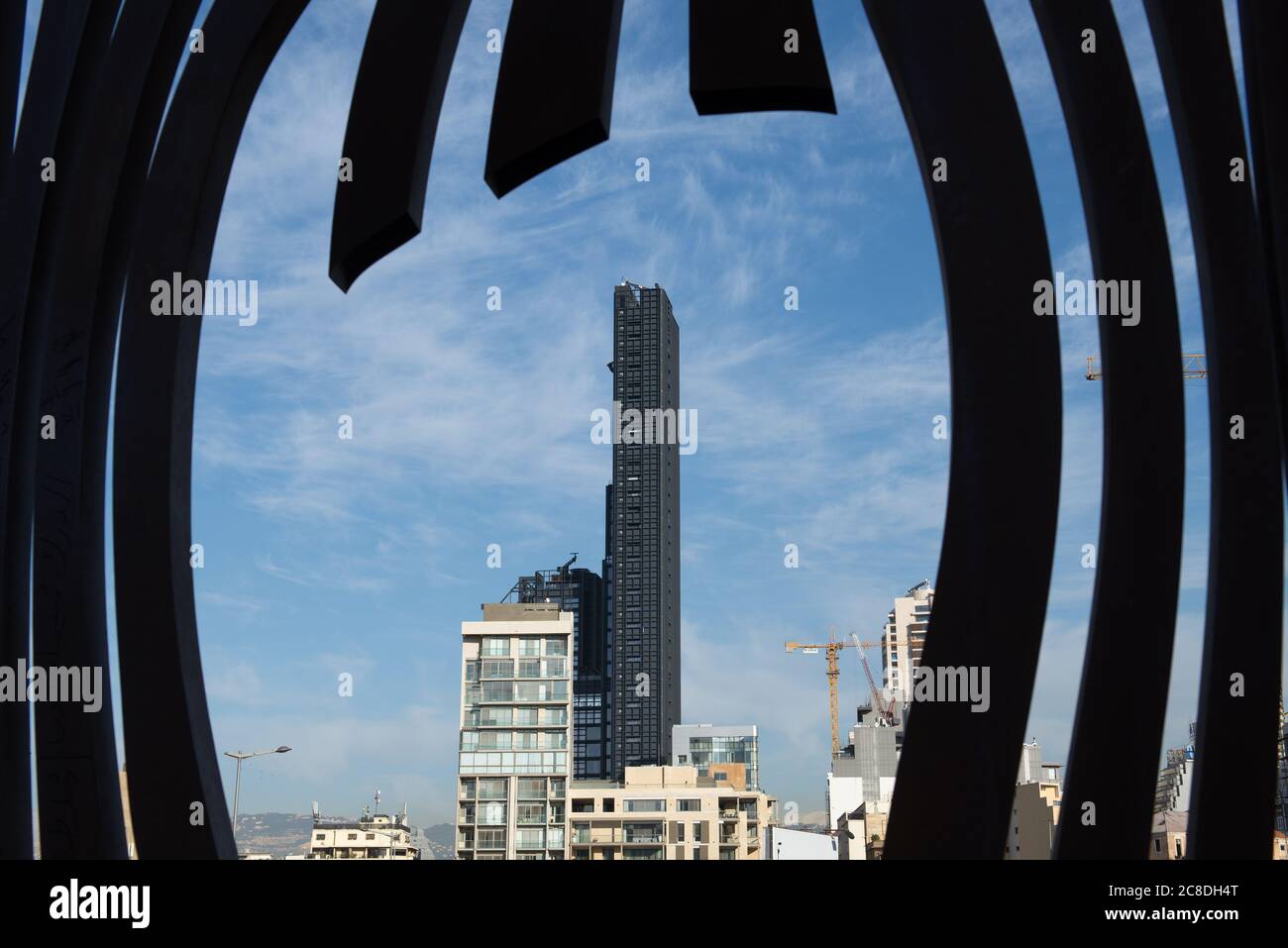 Quasar Tower building in Beirut, Lebanon, view from Martyrs Square ...