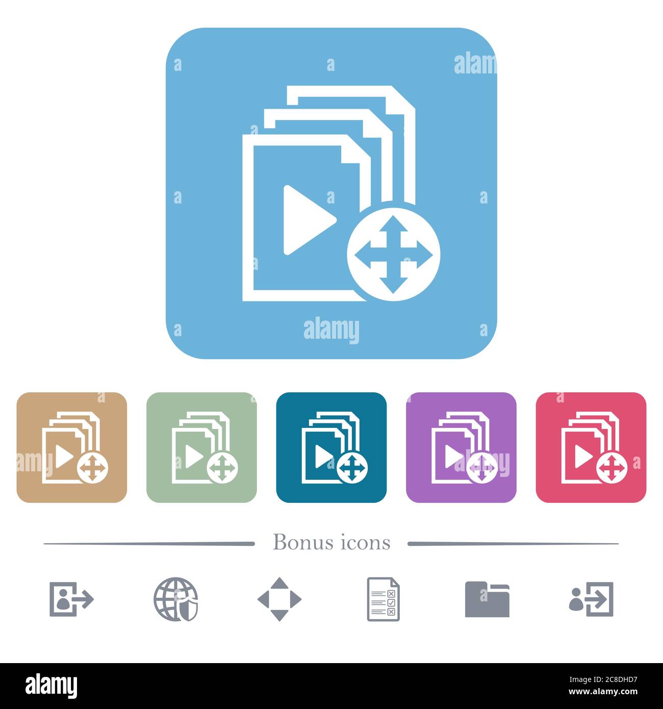 Move playlist item white flat icons on color rounded square backgrounds ...
