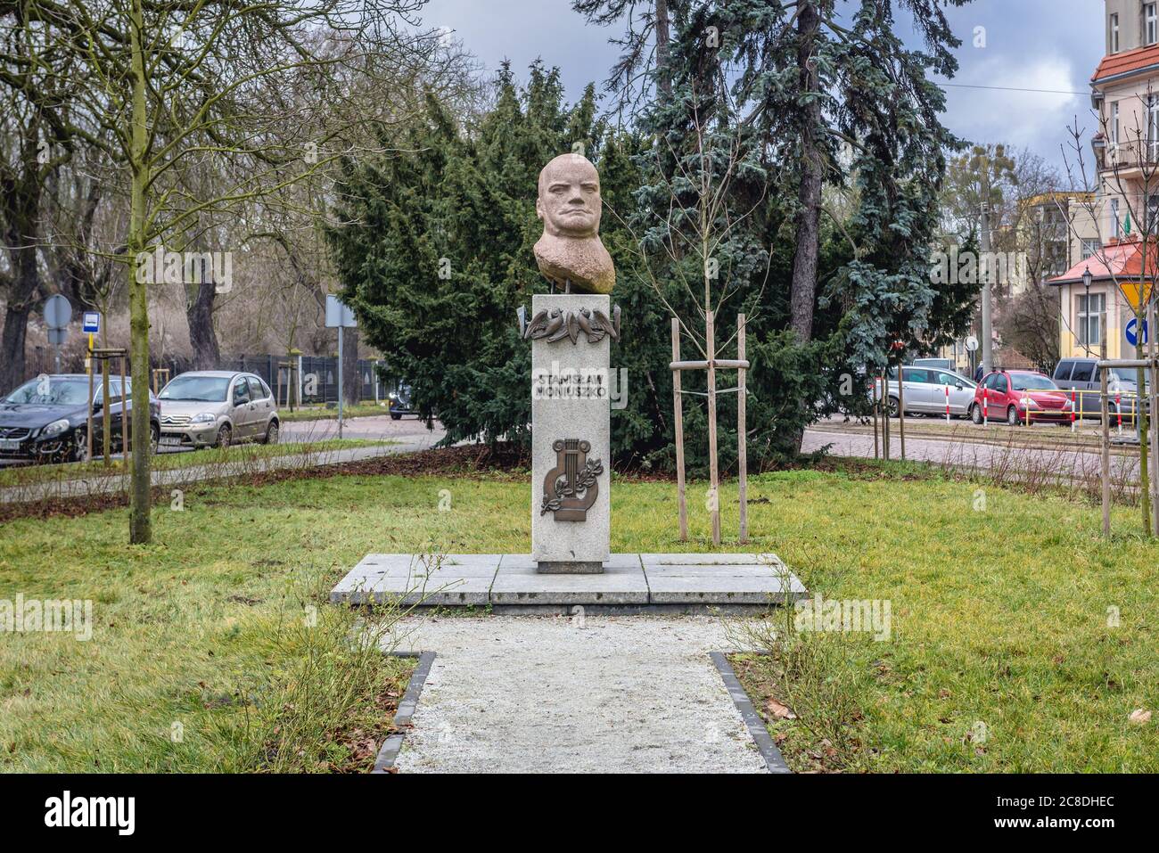 Bust of Polish composer Stanislaw Moniuszko in Torun, Kuyavian ...