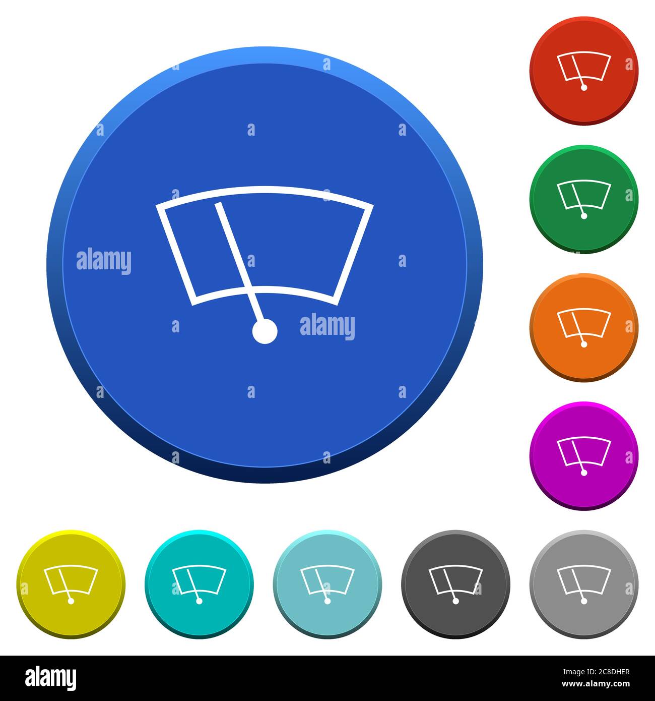 Windshield wiper round color beveled buttons with smooth surfaces and ...