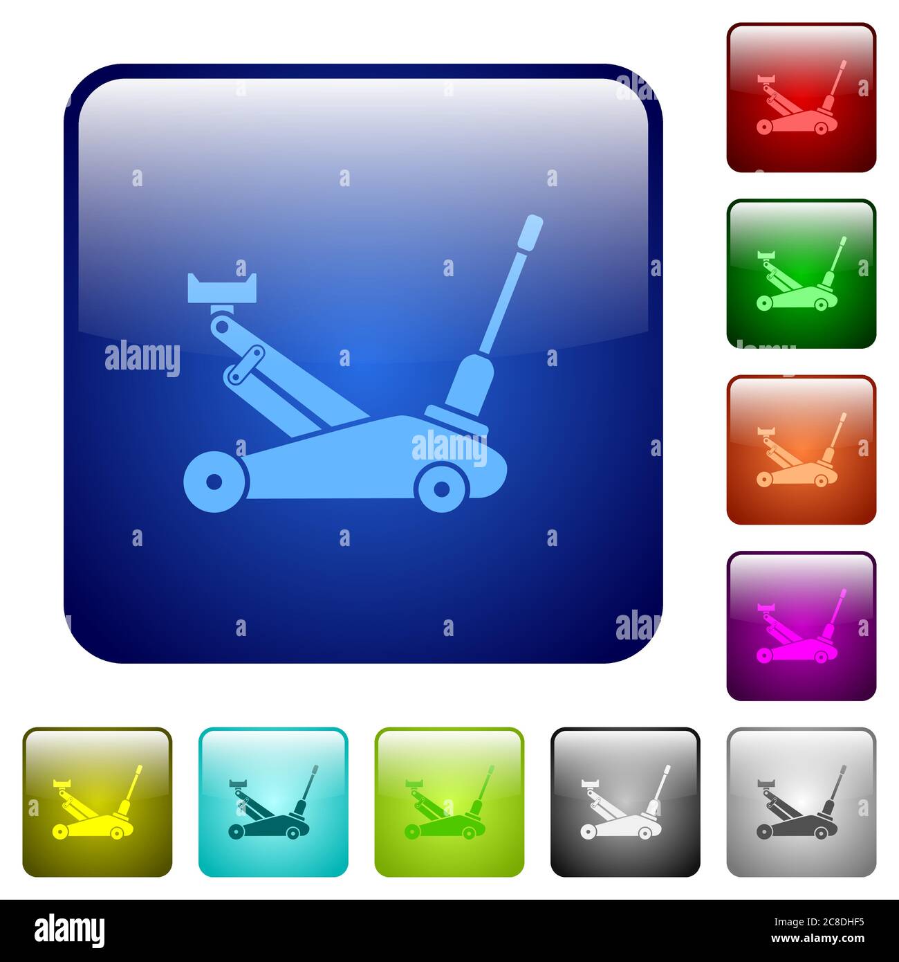Car jack icons in rounded square color glossy button set Stock Vector ...