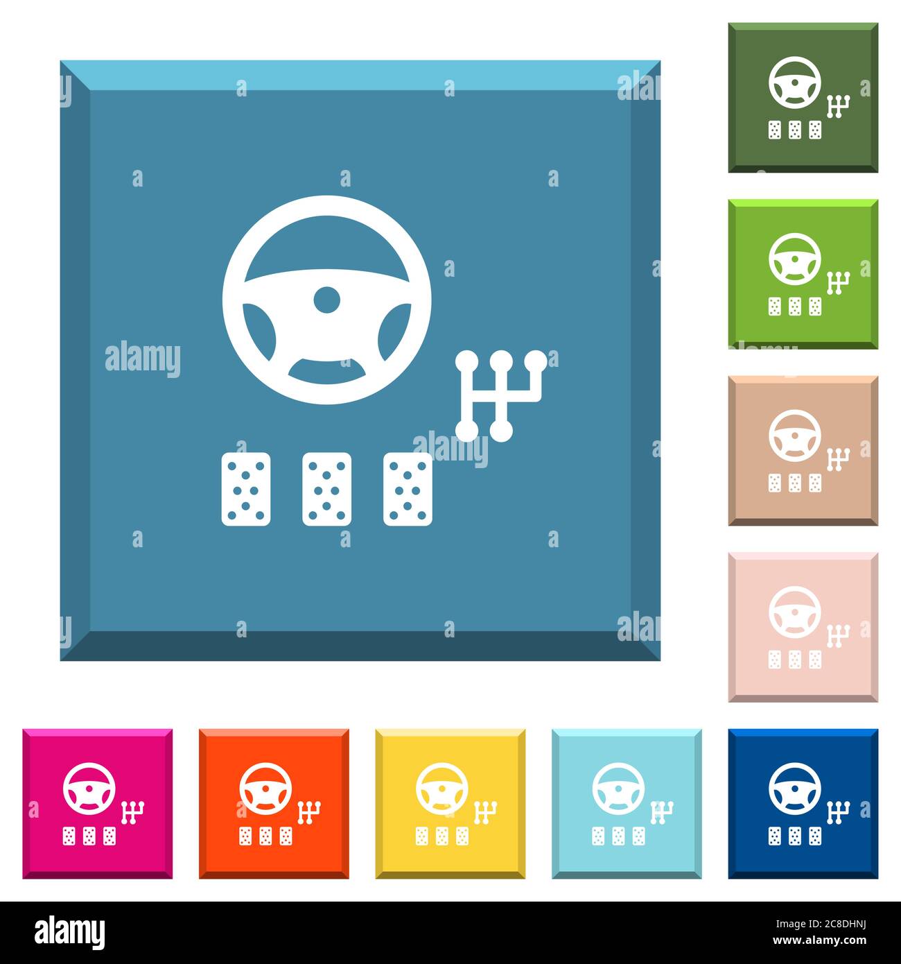 Car controls white icons on edged square buttons in various trendy ...