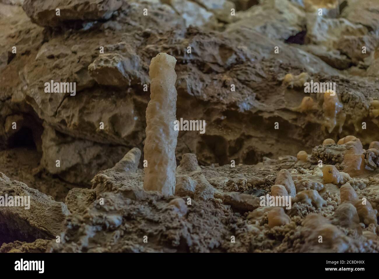Under the ground. Beautiful view of stalactites and stalagmites in an ...