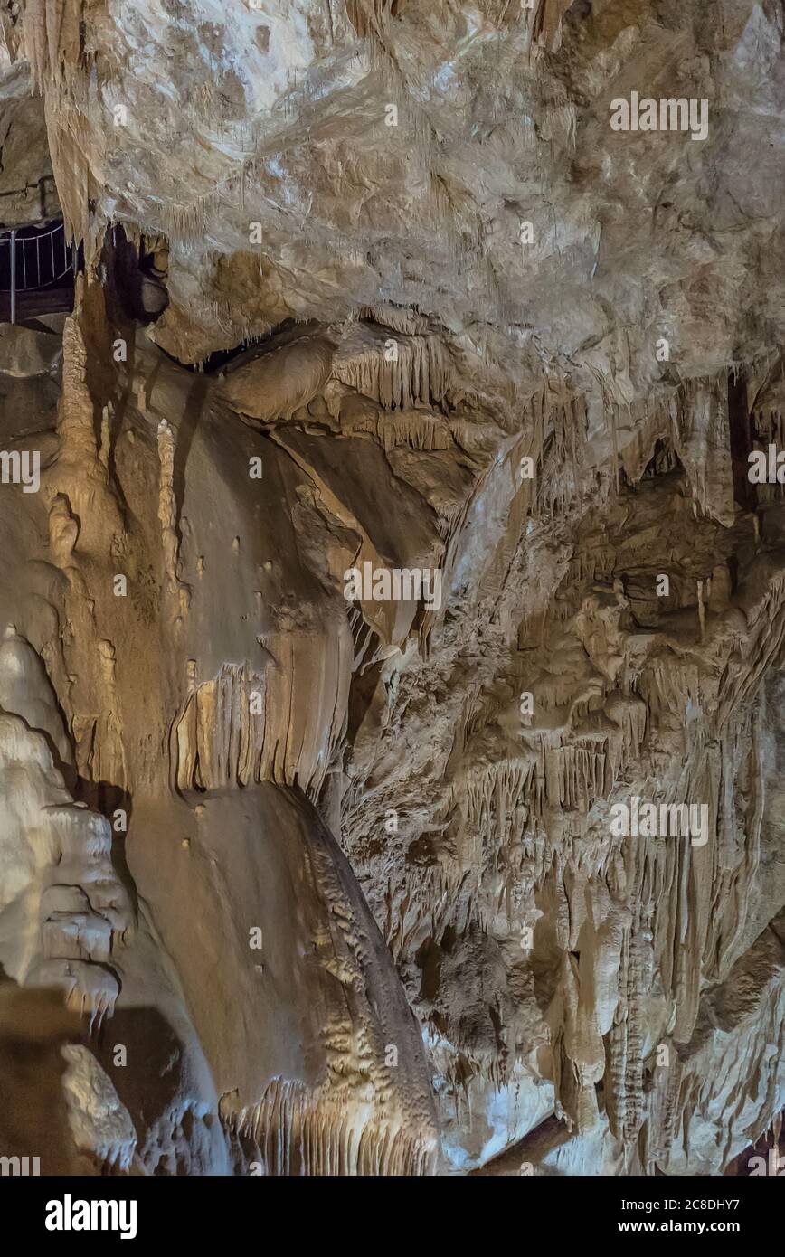 Under the ground. Beautiful view of stalactites and stalagmites in an ...