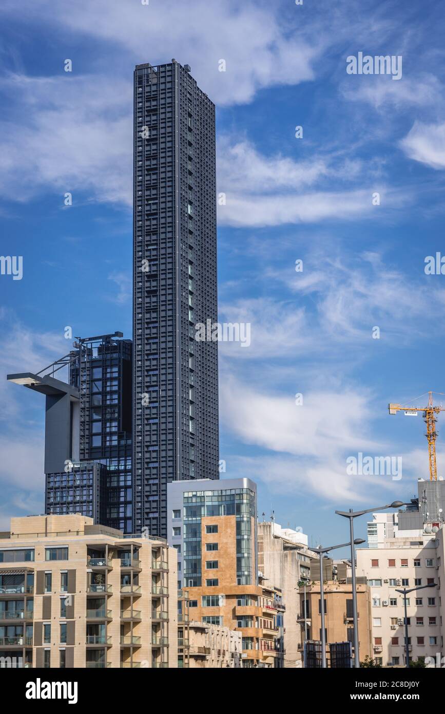 Quasar Tower building in Beirut, Lebanon, view from Martyrs Square ...