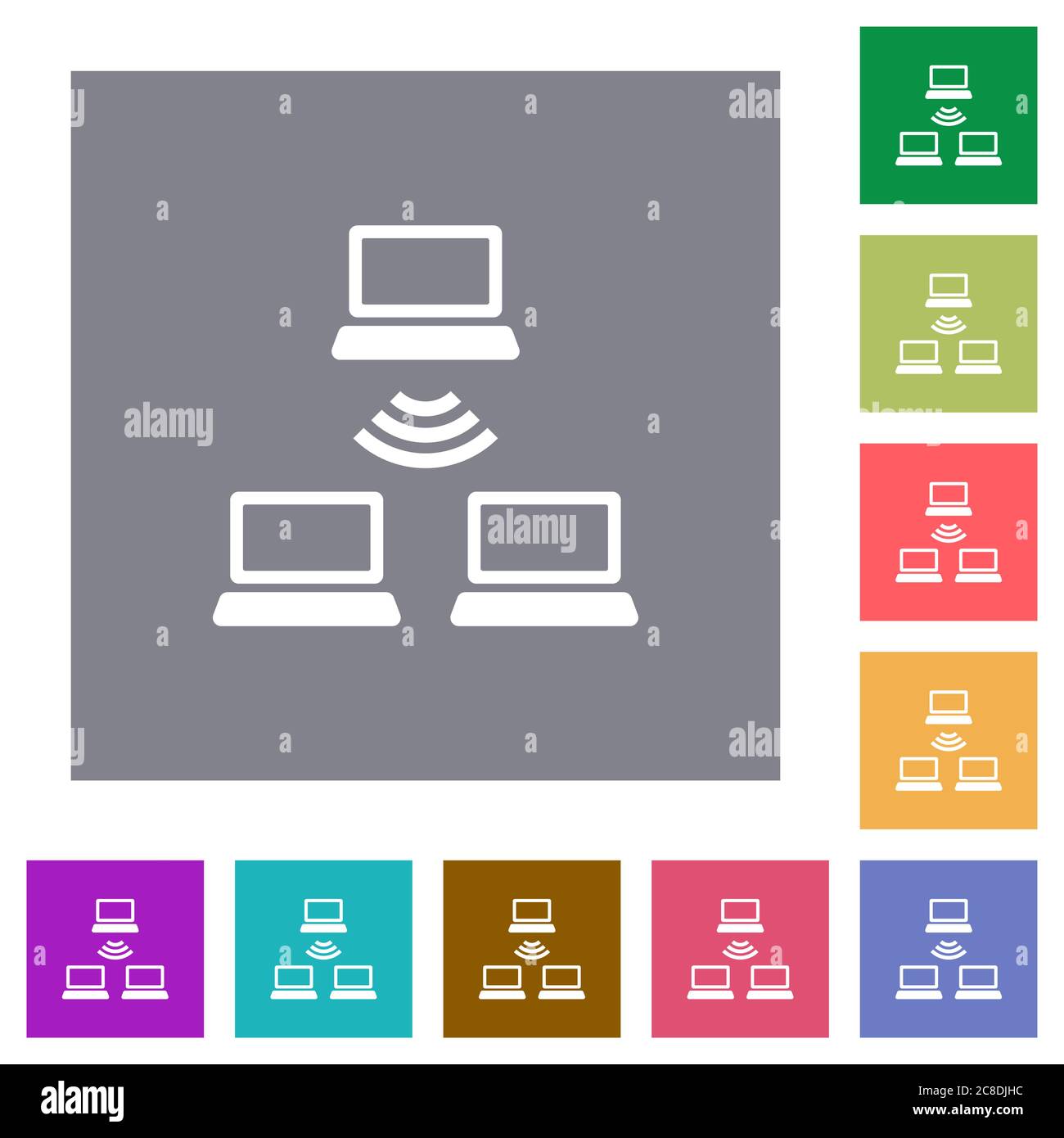 Wireless network flat icons on simple color square backgrounds Stock ...