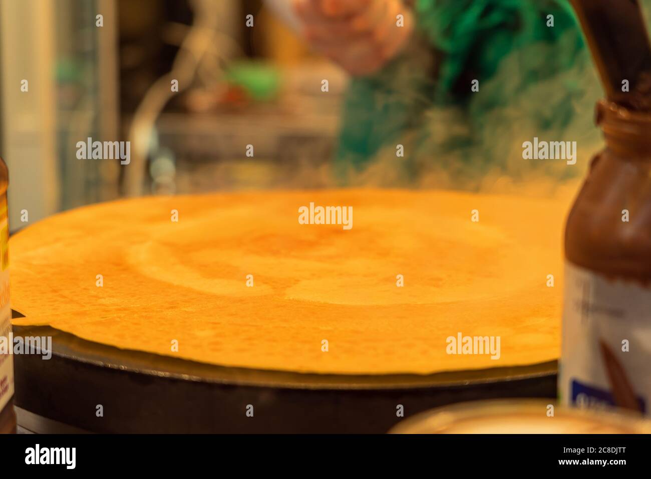 French pancake cooking process. Street food in Paris Stock Photo - Alamy