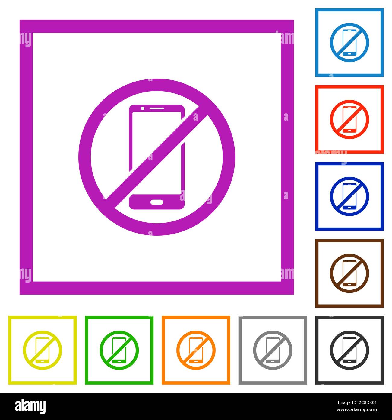 Smartphone not allowed flat color icons in square frames on white ...