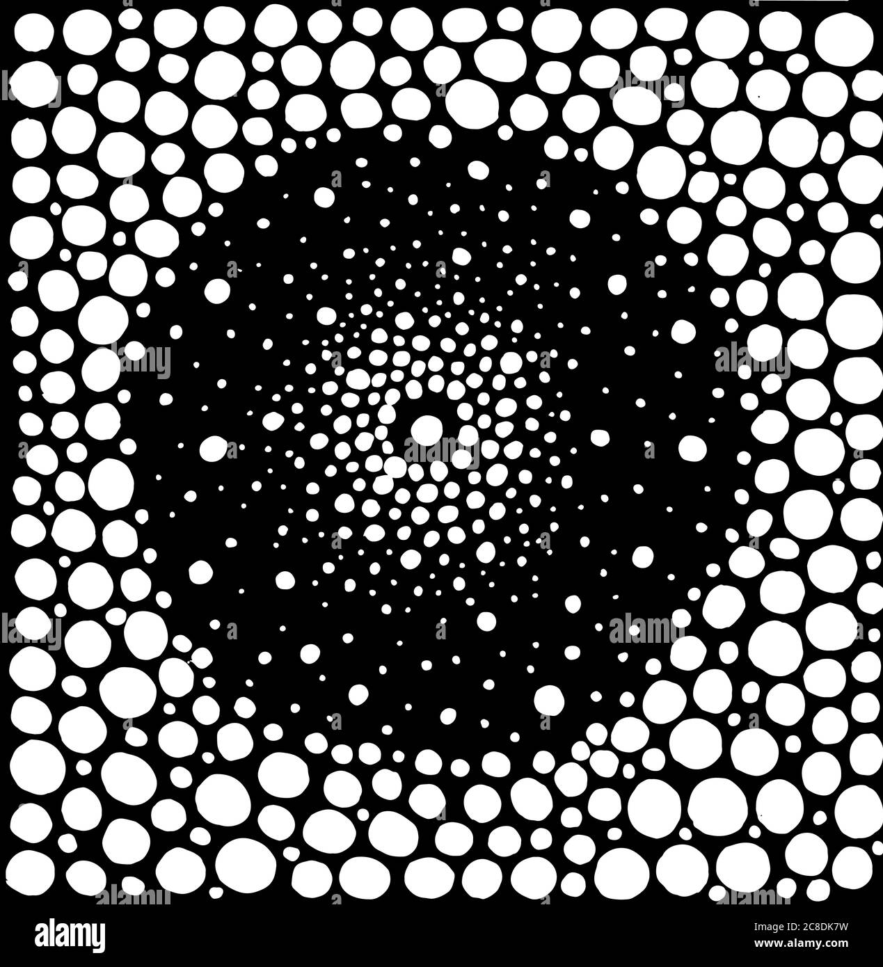 Cosmic geometric mandala. Ink black and white doodle drawing. Sacred ...