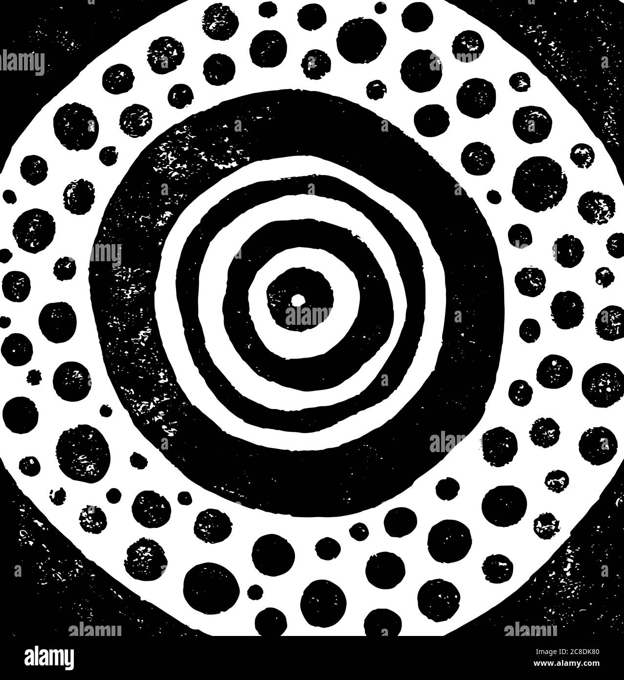 Cosmic geometric mandala. Ink black and white realistic drawing. Sacred ...