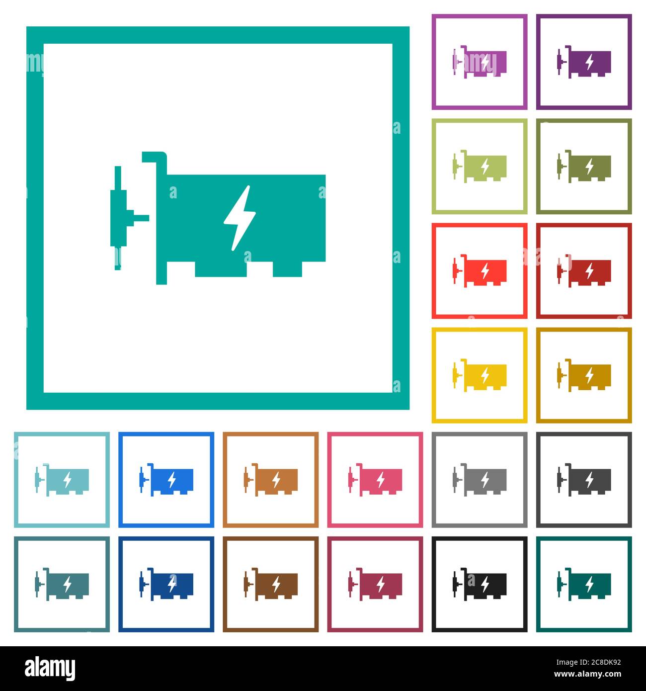 Fast ethernet network controller flat color icons with quadrant frames ...
