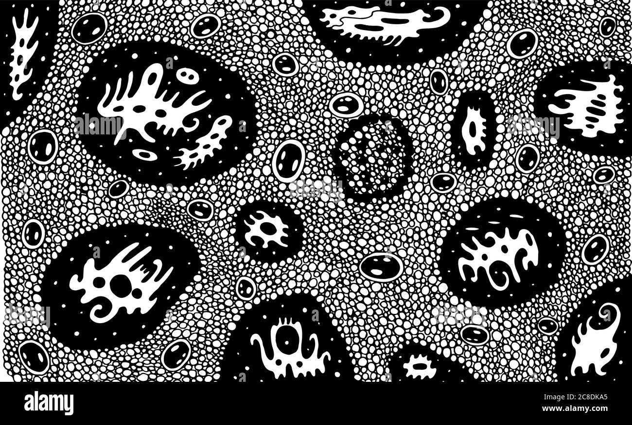 Aliens in space. Surreal psychedelic artwork. Ink line art. Psychedelic ...