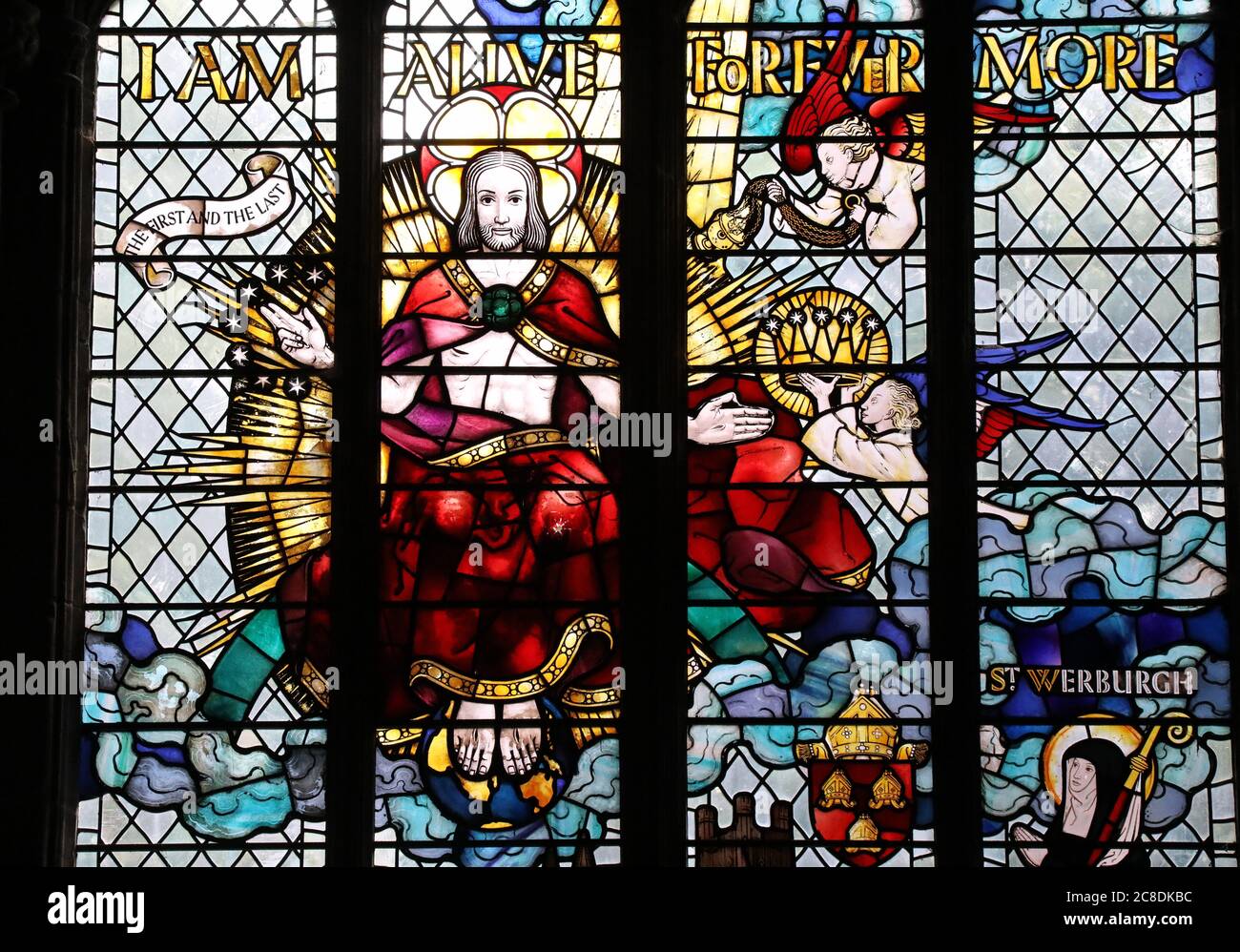 Stained glass window in Chester Cathedral Stock Photo - Alamy