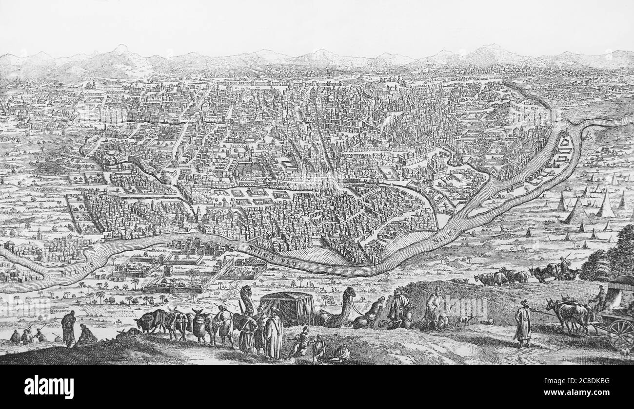 Cairo in 1670. Engraving of the 17th century Stock Photo - Alamy