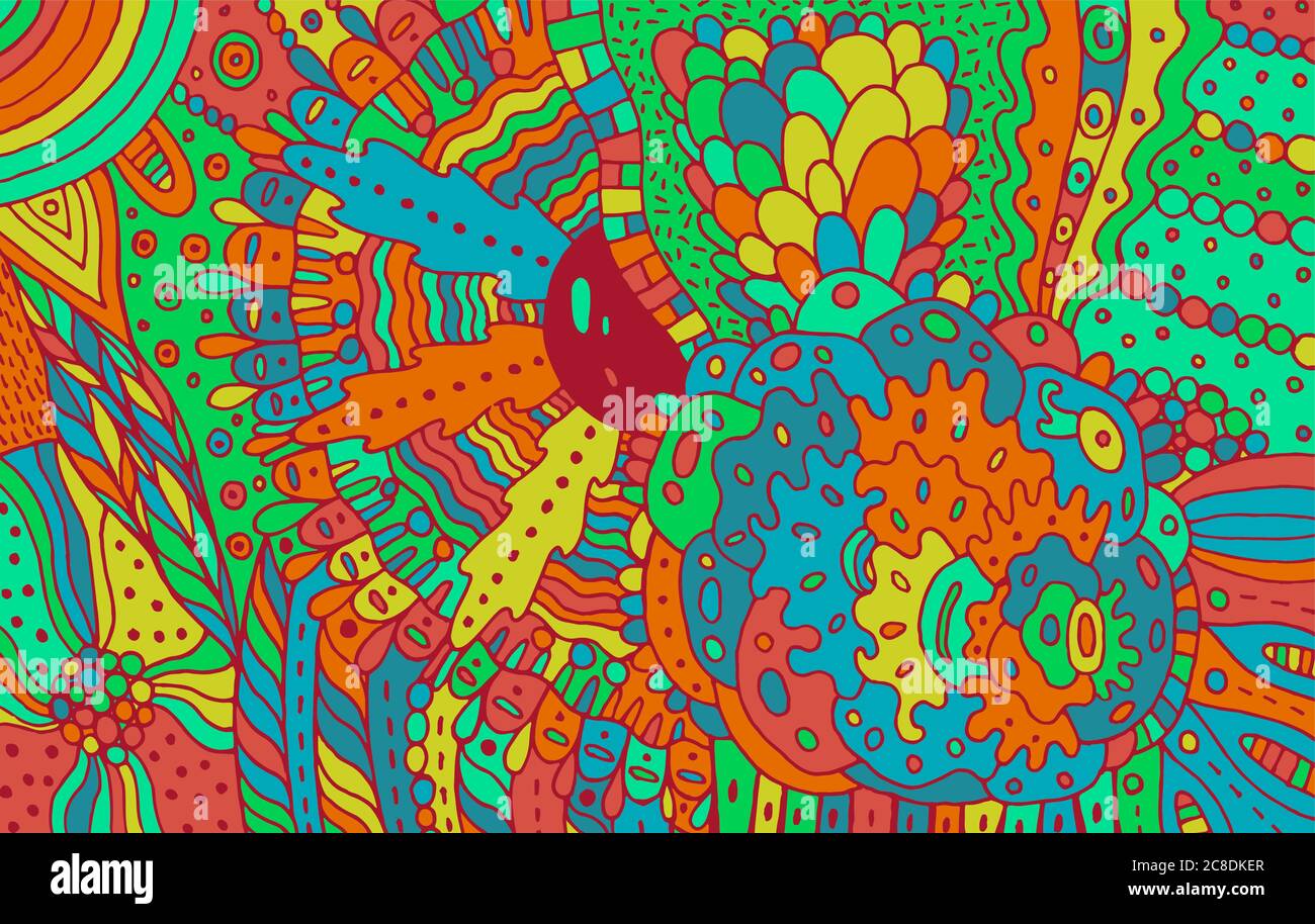 Floral mandala and leaves. Doodle colorful folk festival flyer design ...