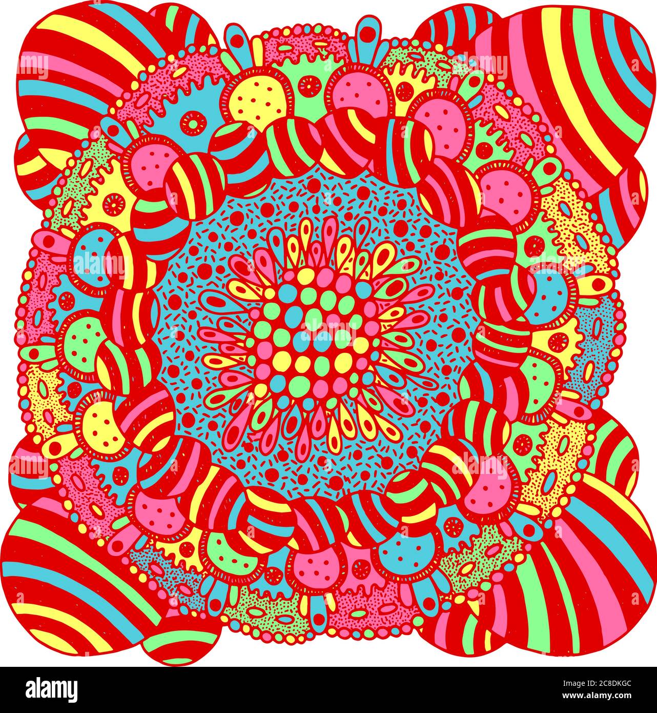 Folk art flower mandala. Psychedelic art. Colorful yoga flyer and ...