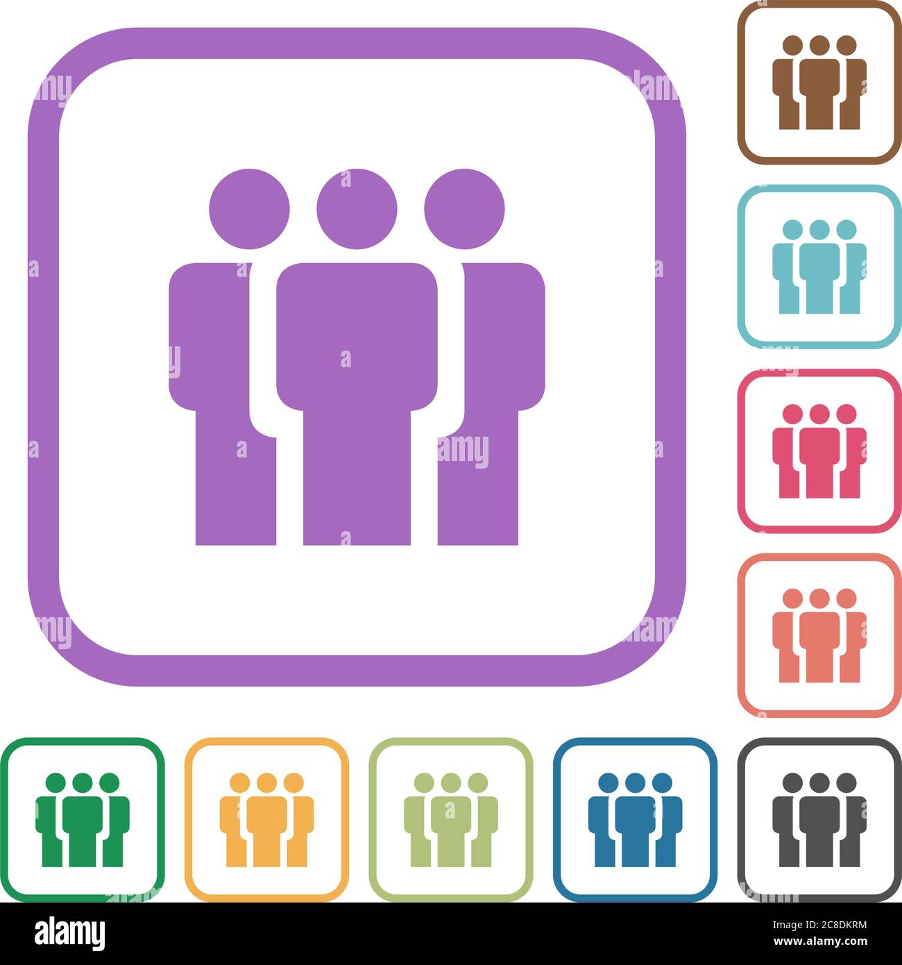 Team simple icons in color rounded square frames on white background Stock Vector Image & Art ...