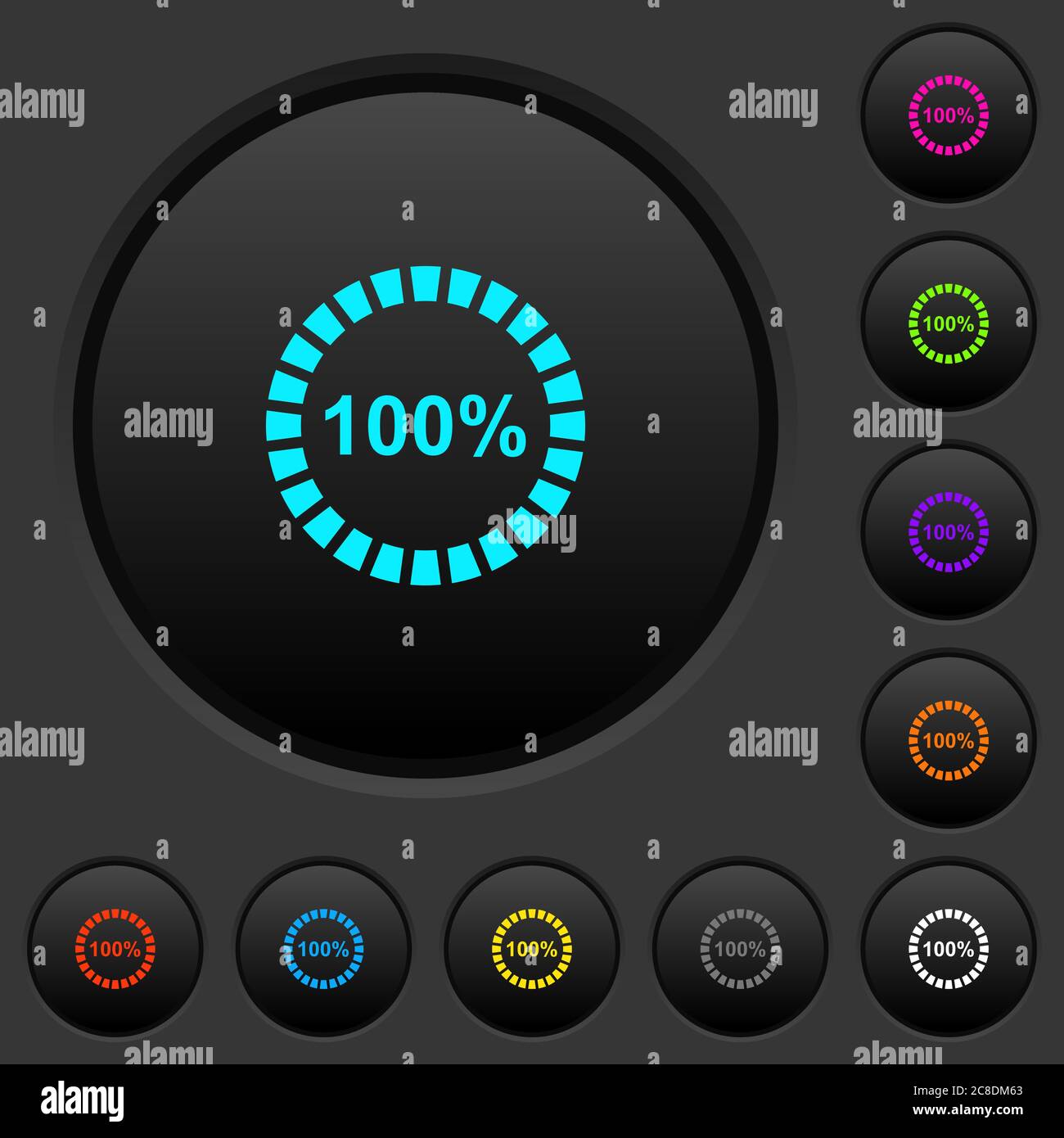 100 percent loaded dark push buttons with vivid color icons on dark ...