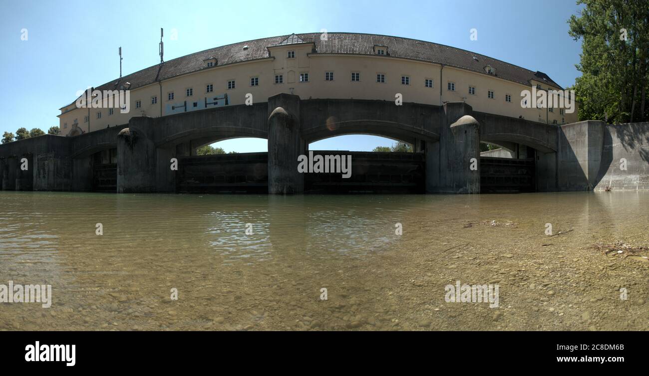 Water treatment plant on the Isar river, Munich Stock Photo - Alamy