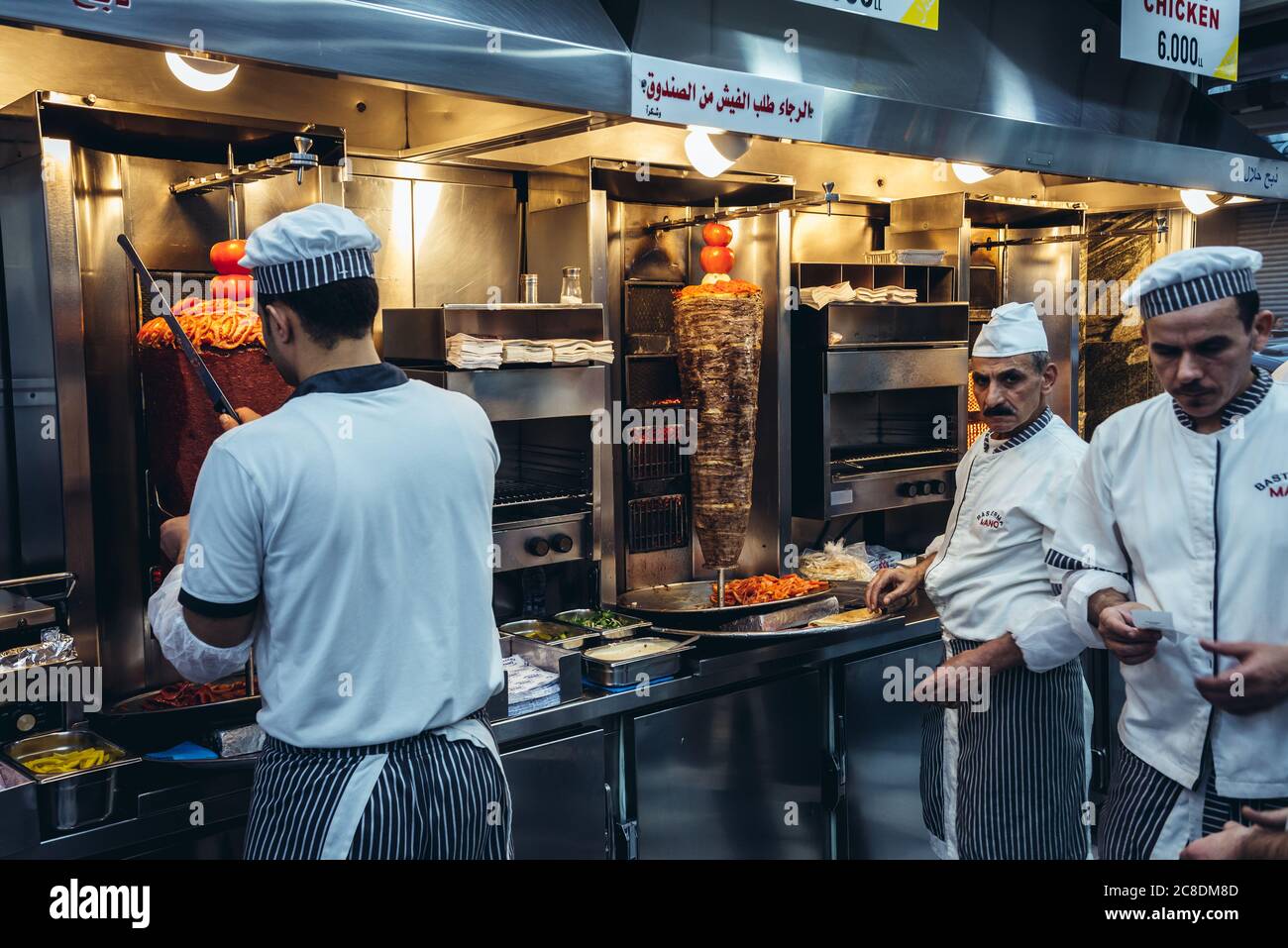 Interior of Basterma Mano restaurant famous for shawarma sandwiches in ...