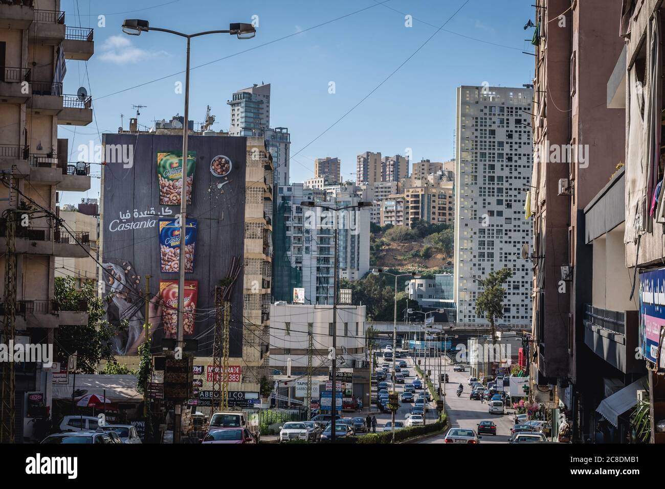 Residential buildings in Beirut seen from Jisr El Watti street in Sin ...