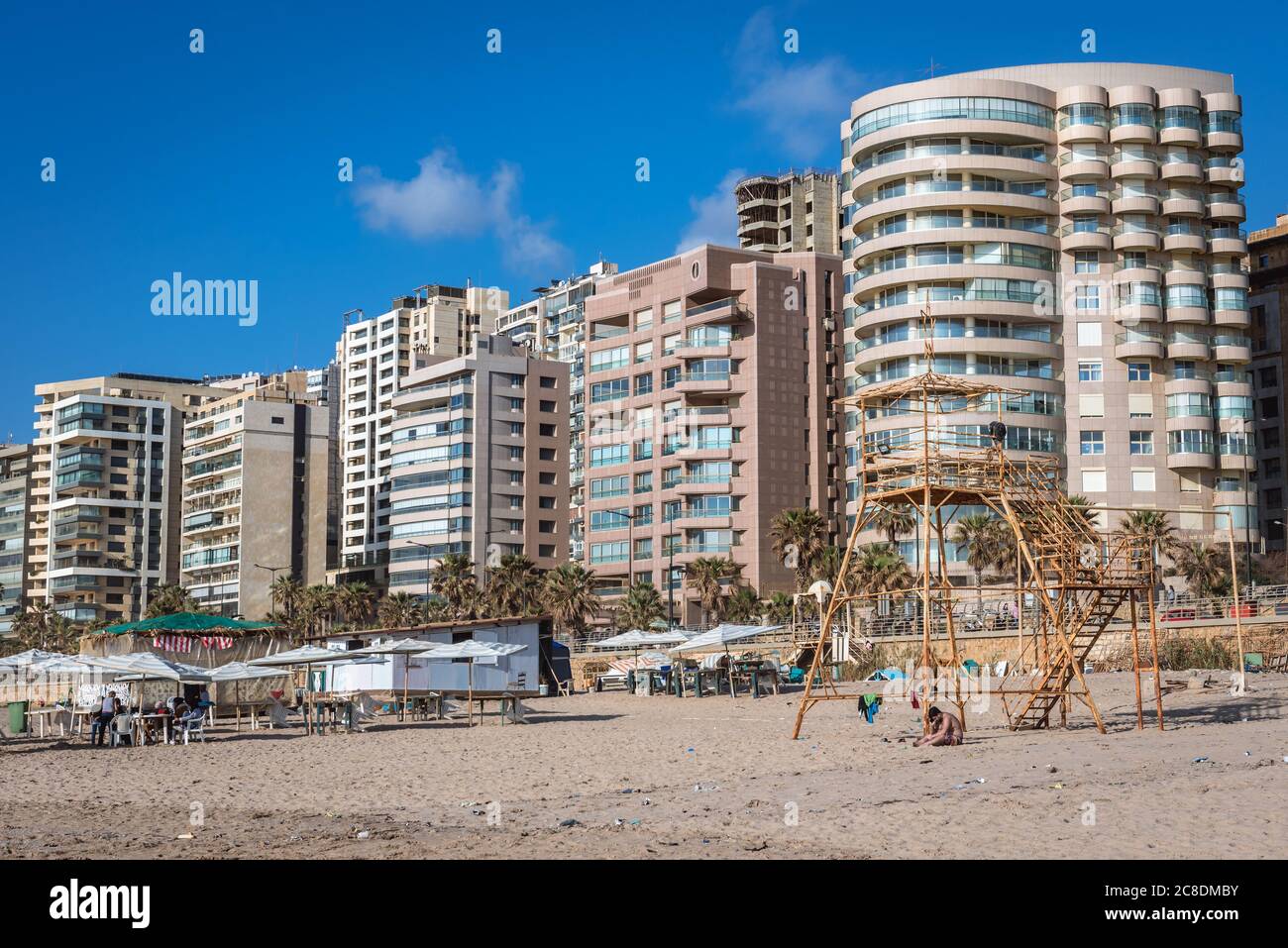 Buildings on General De Gaulle Street seen from Ramlet al Baida public ...
