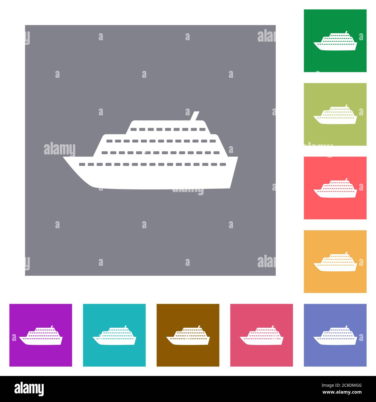 Cruise ship flat icons on simple color square backgrounds Stock Vector ...