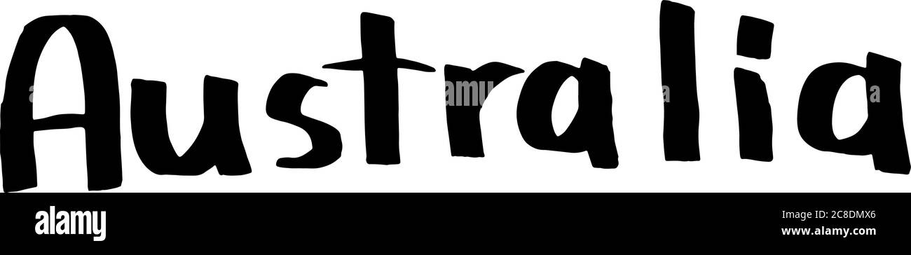 Australia - country name simple lettering. Black ink word drawing ...