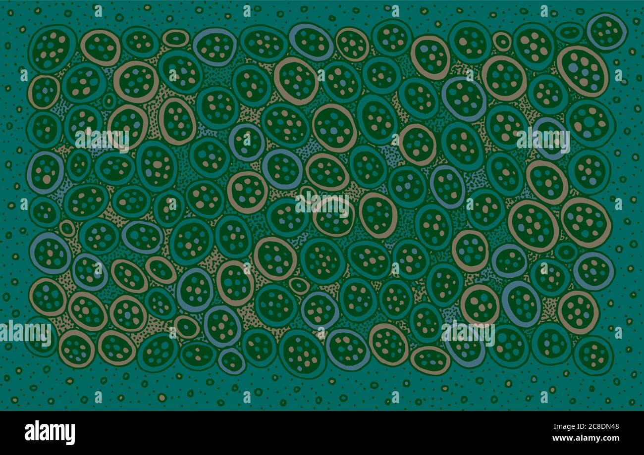 Green moss forest doodle pattern. Ornament with abstract organic ...