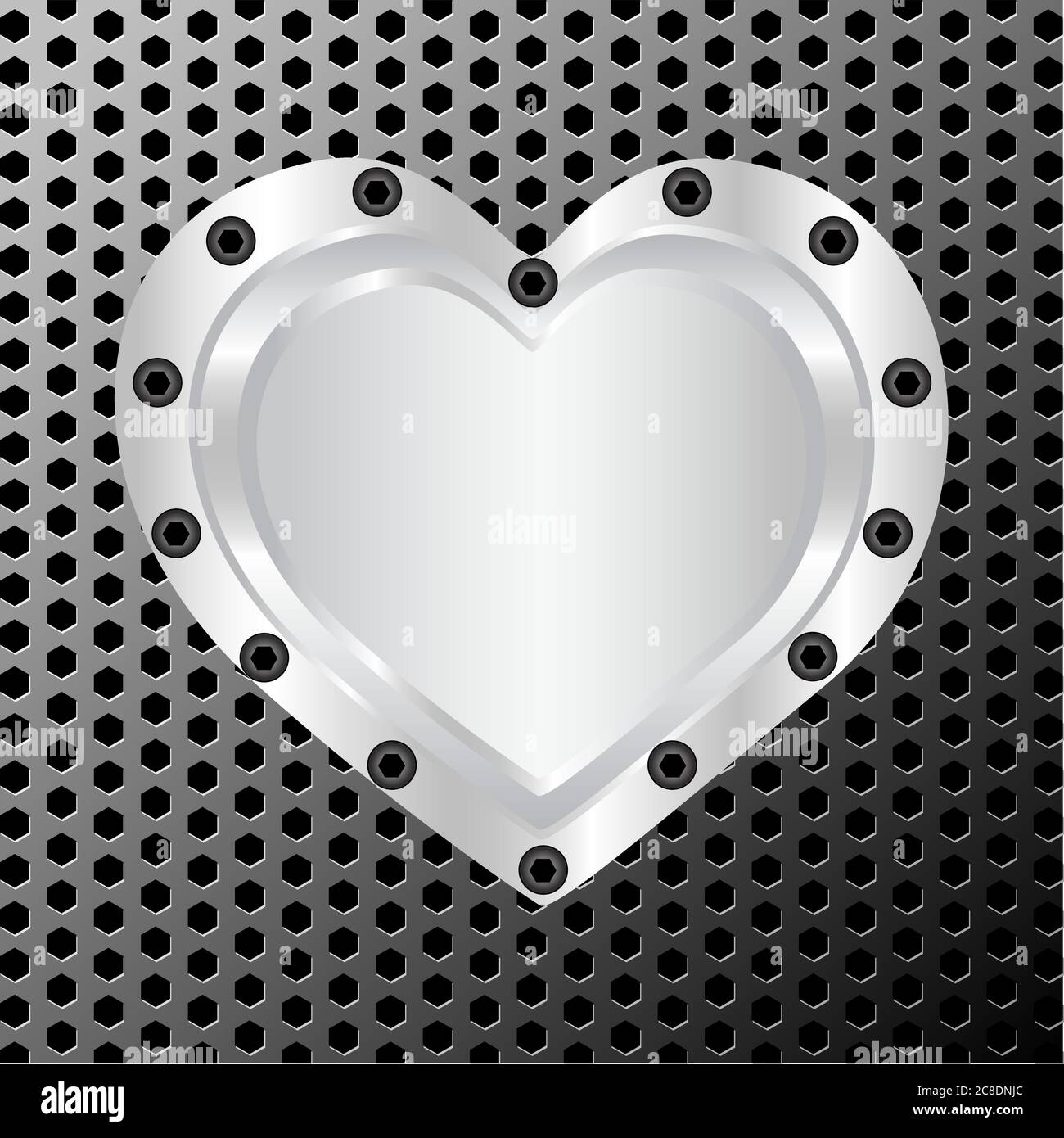vector illustration of a silver heart on metal background Stock Vector ...