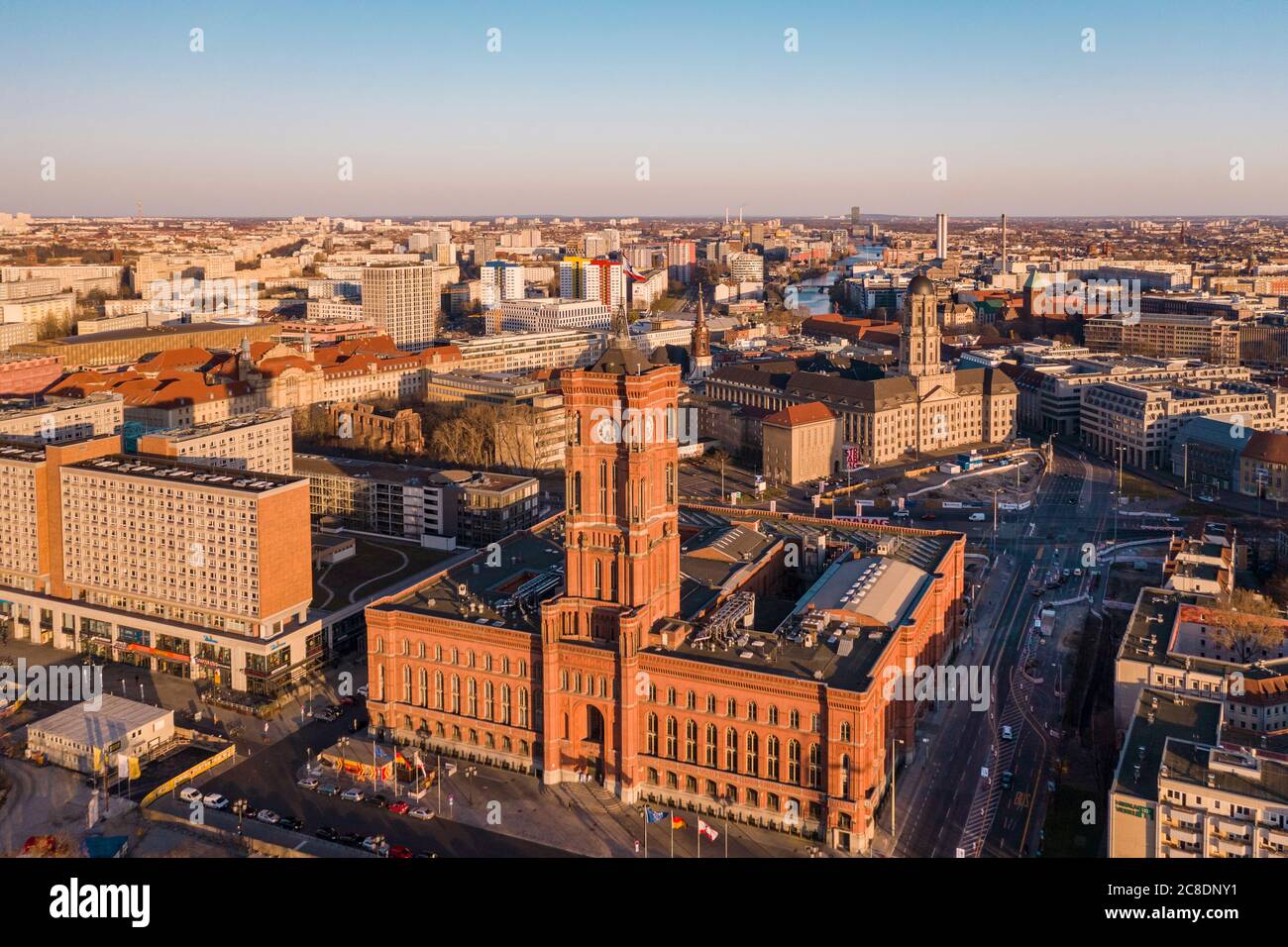 Aerial view of rotes rathaus at dusk hi-res stock photography and ...