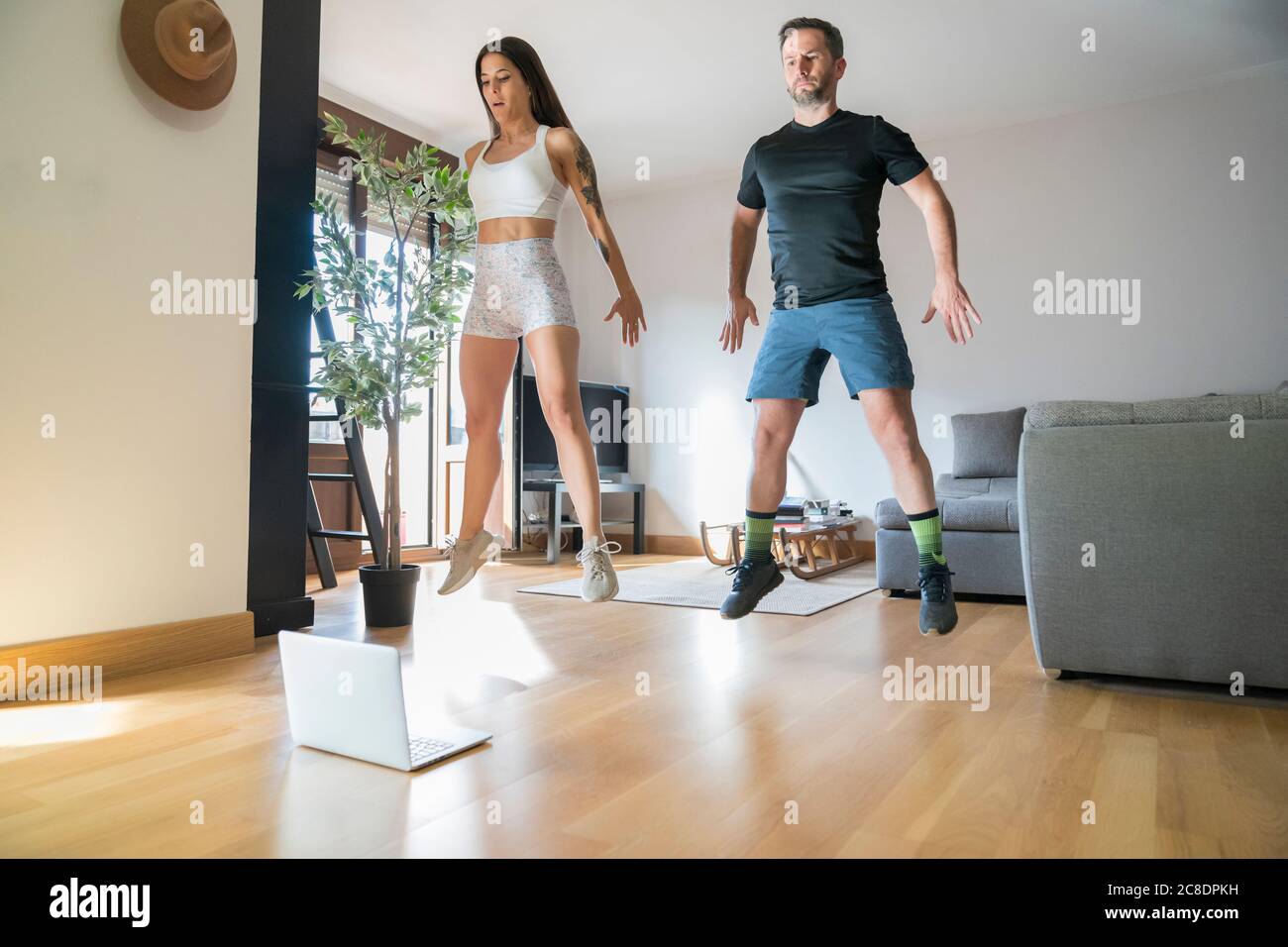 Group of mature adults jumping hi-res stock photography and images - Alamy