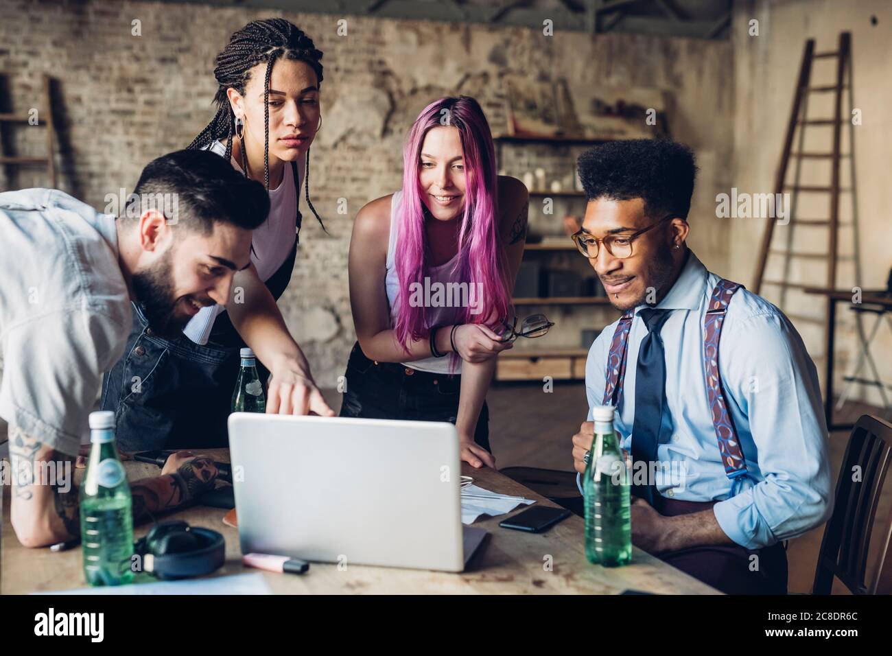 Business team meeting laptop computer hi-res stock photography and ...