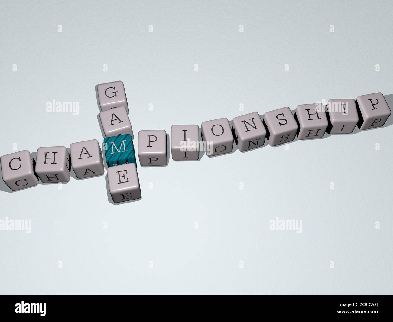 crosswords of CHAMPIONSHIP GAME arranged by cubic letters on a mirror ...