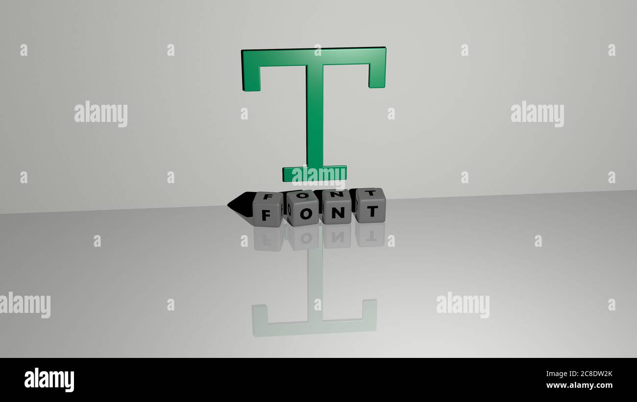 3D graphical image of font vertically along with text built by metallic ...