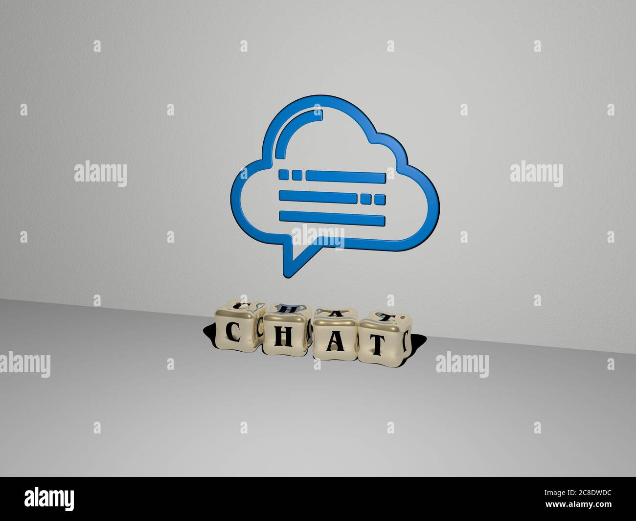 3D graphical image of CHAT vertically along with text built by metallic ...