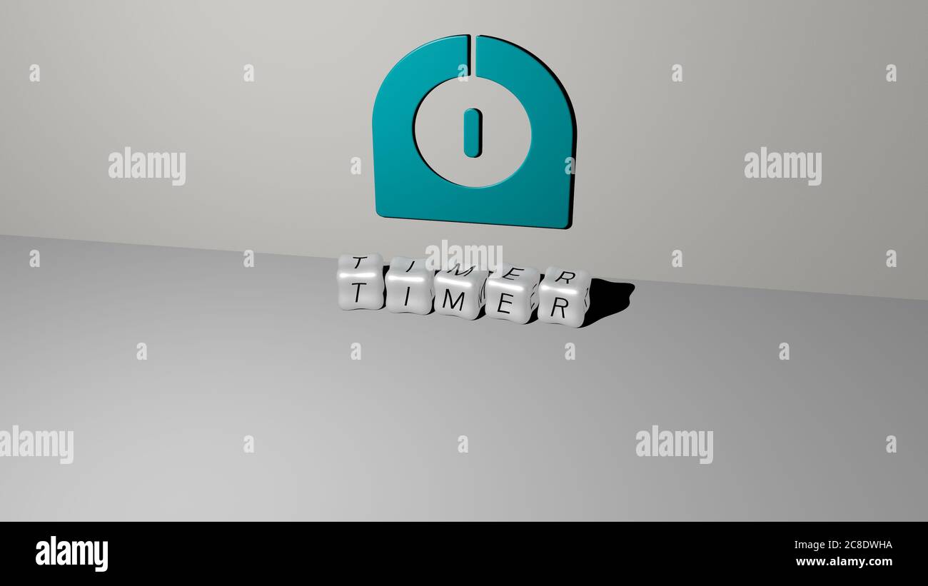 3D representation of TIMER with icon on the wall and text arranged by ...