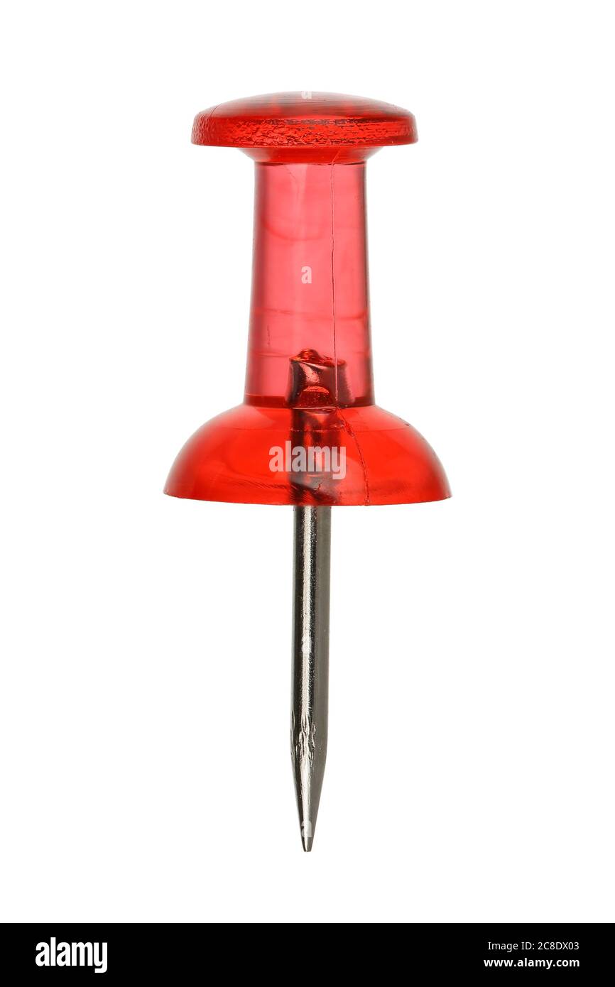 red transparent pushpin isolated on white Stock Photo - Alamy