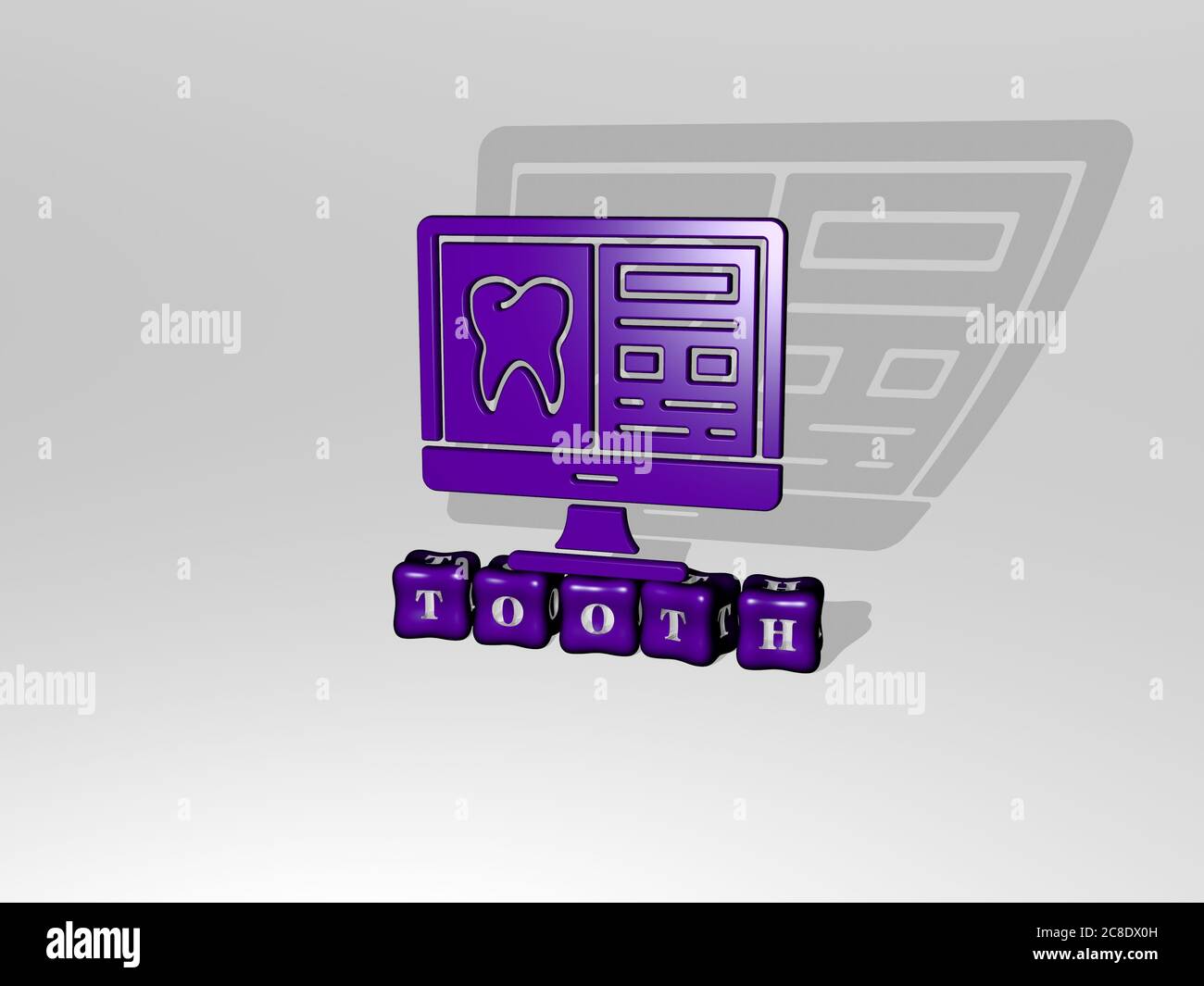 3D illustration of TOOTH graphics and text made by metallic dice ...